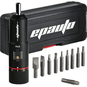 epauto torque screwdriver wrench with interchangeable bits for bike, firearms 10 to 65 in-lbs