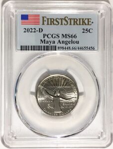 2022 d american women quarter maya angelou quarter ms 66 first strike label pcgs