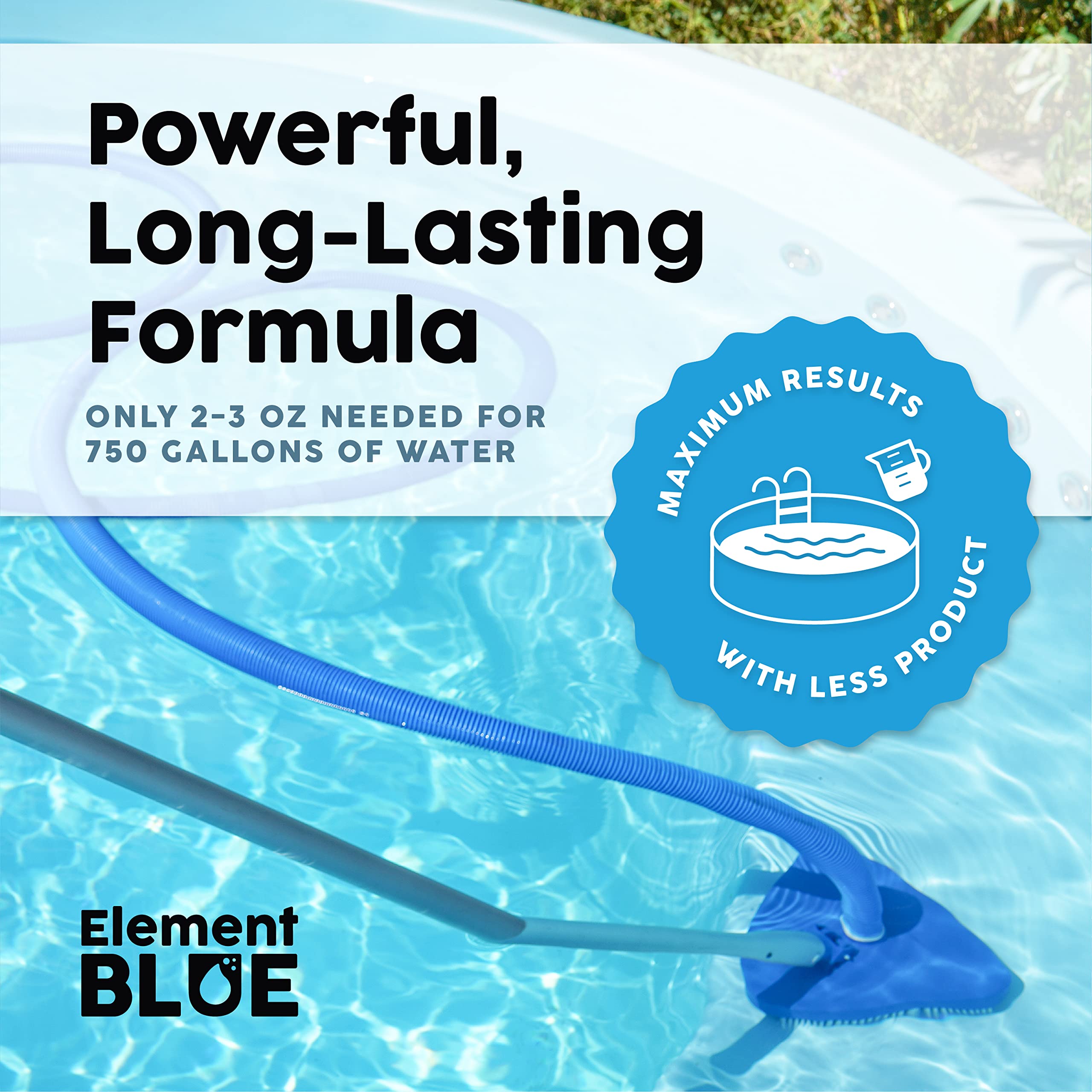 Element Blue - Pool and Spa Clarifier - Clears and Prevents Cloudy Water - for Fountains, Pools, Hot Tubs, and Spas - Fast-Acting Water Clarifier - 64 OZ