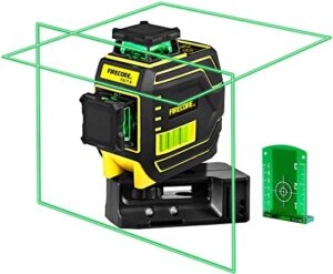 firecore laser level self leveling 2x360 green beam dual plane leveling and alignment laser tool for construction and picture hanging, magnetic pivoting base included(f92t-xg)