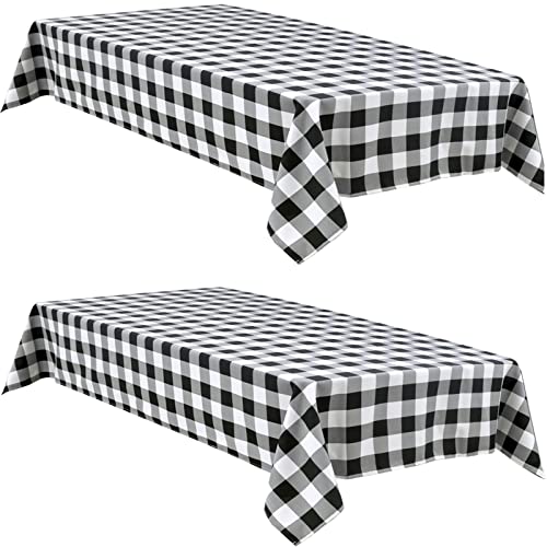 Hiasan Buffalo Plaid Tablecloth Waterproof, 2 Pack, 60 x 84 inch - Black and White Checkered Table Cloths Rectangle for Outdoor Picnic/Party/Dining