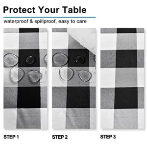 Hiasan Buffalo Plaid Tablecloth Waterproof, 2 Pack, 60 x 84 inch - Black and White Checkered Table Cloths Rectangle for Outdoor Picnic/Party/Dining