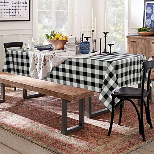 Hiasan Buffalo Plaid Tablecloth Waterproof, 2 Pack, 60 x 84 inch - Black and White Checkered Table Cloths Rectangle for Outdoor Picnic/Party/Dining