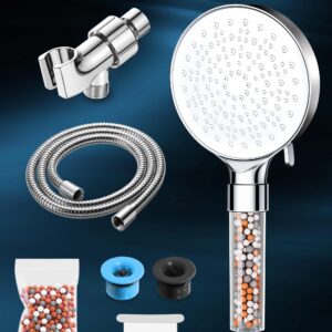 ODMJ Filtered Shower Head, High Pressure Shower Head with 6 Settings, Handheld Shower Head with 59" Hose and Bracket, Shower Head Filter for Hard Water, Water Saving Spray Soft Spa Shower Head