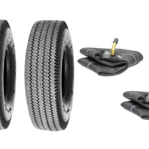 Two 4.10/3.50-6 Sawtooth Tires W/ Tr87 Bent Stem Tubes Cart Dolly 410/350-6, Ensuring Reliability and Durability for Smooth Cart or Dolly Movement - Cart Dolly 410/350-6