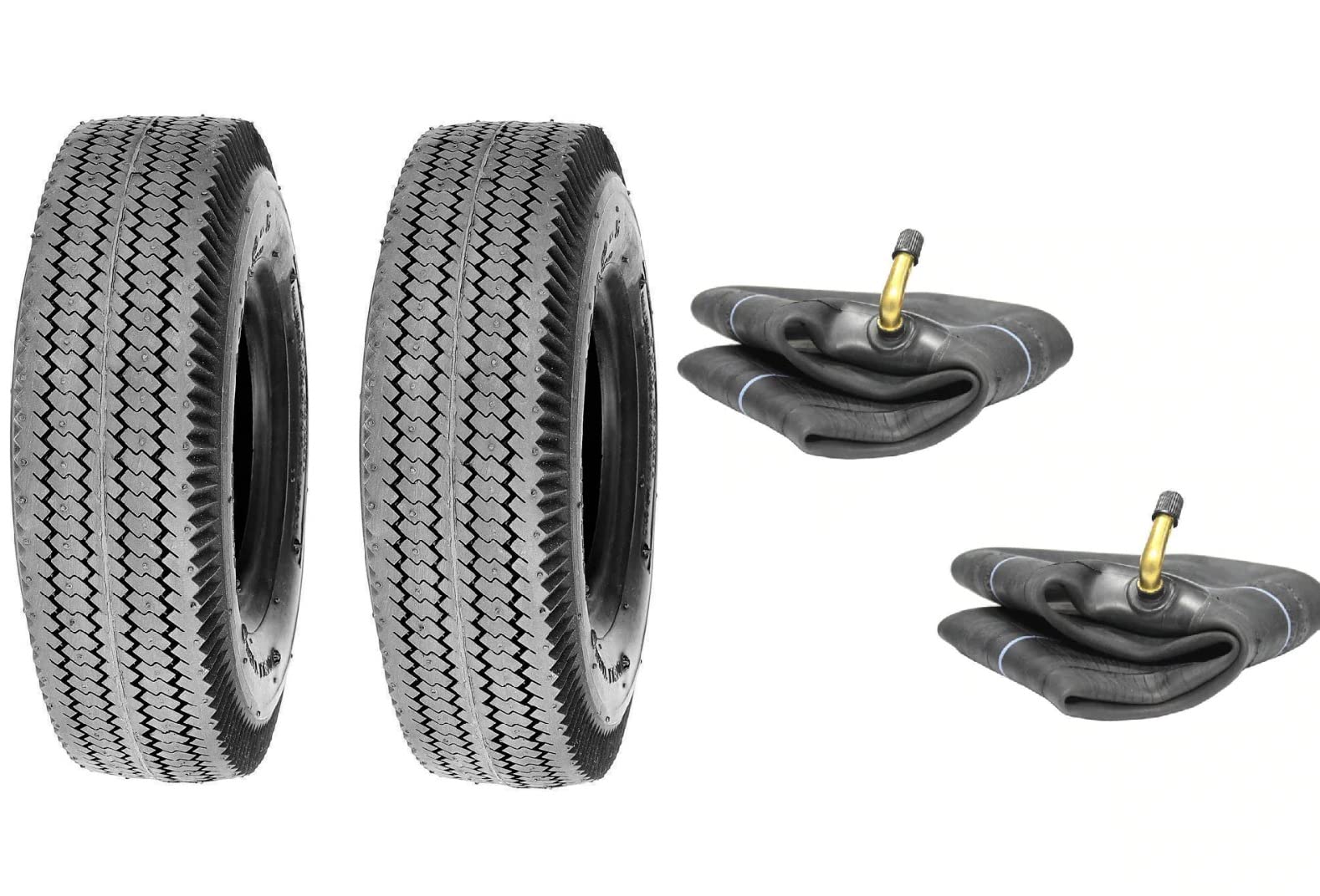 Two 4.10/3.50-6 Sawtooth Tires W/ Tr87 Bent Stem Tubes Cart Dolly 410/350-6, Ensuring Reliability and Durability for Smooth Cart or Dolly Movement - Cart Dolly 410/350-6