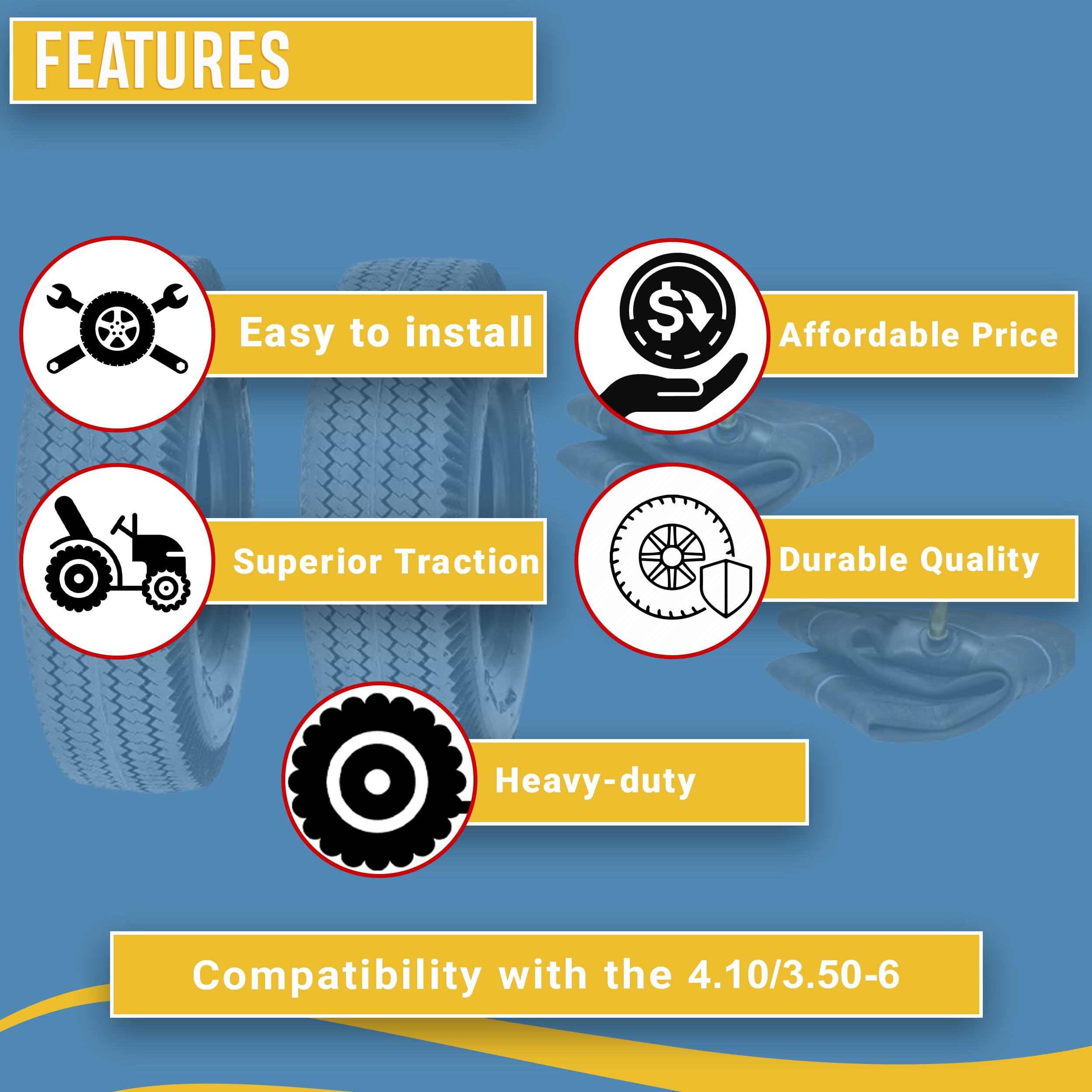 Two 4.10/3.50-6 Sawtooth Tires W/ Tr87 Bent Stem Tubes Cart Dolly 410/350-6, Ensuring Reliability and Durability for Smooth Cart or Dolly Movement - Cart Dolly 410/350-6