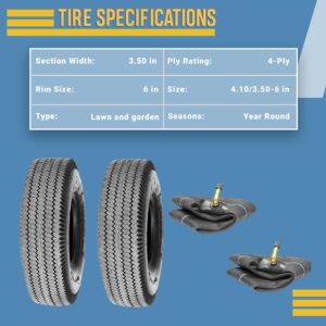 Two 4.10/3.50-6 Sawtooth Tires W/ Tr87 Bent Stem Tubes Cart Dolly 410/350-6, Ensuring Reliability and Durability for Smooth Cart or Dolly Movement - Cart Dolly 410/350-6