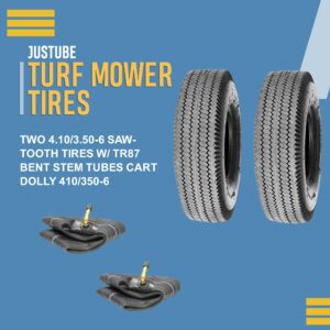 Two 4.10/3.50-6 Sawtooth Tires W/ Tr87 Bent Stem Tubes Cart Dolly 410/350-6, Ensuring Reliability and Durability for Smooth Cart or Dolly Movement - Cart Dolly 410/350-6