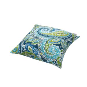 Magpie Fabrics Pack of 2 Indoor Outdoor Waterproof Throw Pillow Covers 18 x 18 Inch, Decorative Pillowcase Shell Cushion Sham for Garden Patio Tent Balcony Couch Sofa(Paisley Lapis Green)