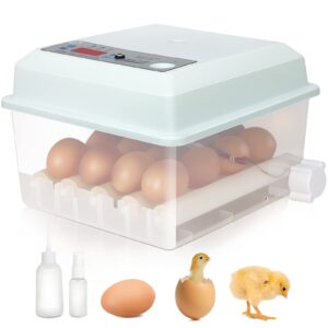 16 eggs incubator for chicken eggs, led candler automatic egg turner temperature control,poultry hatcher for chick, duck, quail, goose eggs