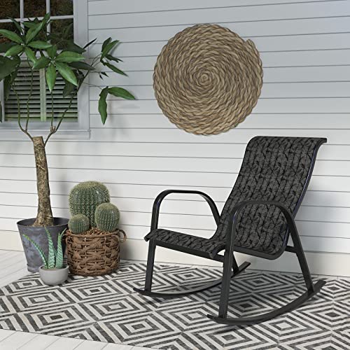 Grand patio Outdoor Mesh Sling Rocking Chair, Steel Rocker Chair Seating Outside for Front Porch, Garden, Patio, Backyard (Black&Grey Plaid 1PC)