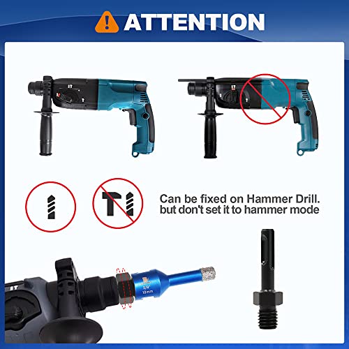 Diamond Core Drill Bit,Adapter，BRSCHNITT 1 3/8 Inch Laser Welded Diamond Hole Saw for Granite Marble Solid Block Stone Reinforced Concrete,Dry or Wet Drilling (35mm)