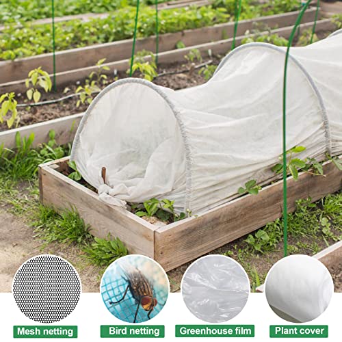 Garden Hoops for Raised Beds,6Pcs 33x26 Greenhouse Hoops with 12 Clips,Rustproof Steel Garden Tunnel Row Cover Hoops Kit Mini Greenhouse Frame Plant Support Garden Stakes for Fabric Covers Netting