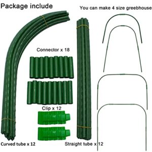 Garden Hoops for Raised Beds,6Pcs 33x26 Greenhouse Hoops with 12 Clips,Rustproof Steel Garden Tunnel Row Cover Hoops Kit Mini Greenhouse Frame Plant Support Garden Stakes for Fabric Covers Netting