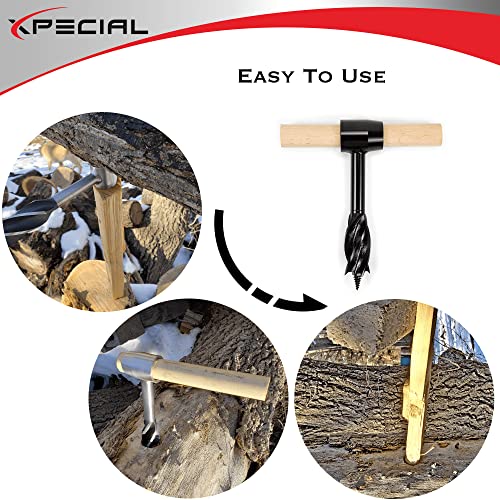 XPECIAL Survival Settlers Tool Set, Bushcraft Hand Auger Wrench with Pocket Chainsaw, Bushcraft Gear and Equipment Scotch Eye Wood Drill Peg and Manual Hole Maker Multitool for Camping, Bushcrafting