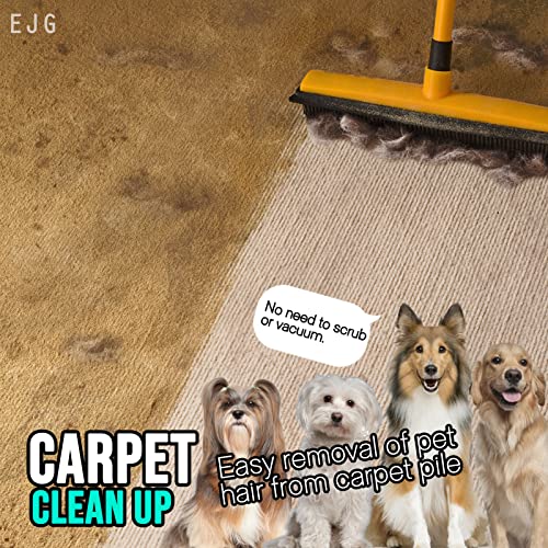 EJG Magic Pet Hair Remover, Rubber Broom & Squeegee & Mop, for Carpet Floor Cleaning, with Microfiber Dust Mop, Extendable, Silicone Bristles Long Handle Sweeper Household Hardwood Tiles Window