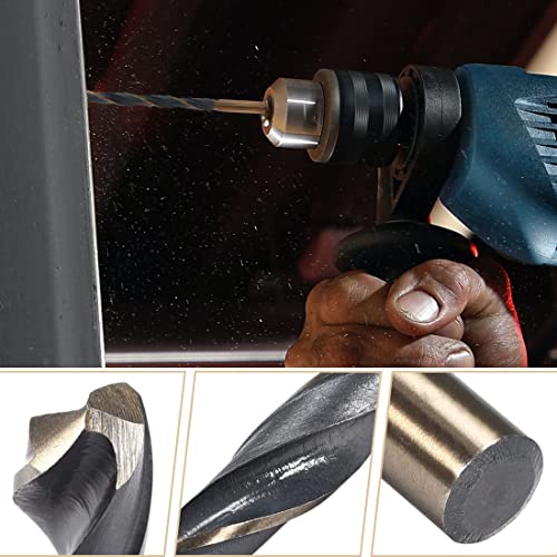 FOCMKEAS 9mm Twist Drill Bit High Speed Steel 4341 Straight Shank Gold and Black Coated Drilling Bits for Home Improvment DIY, Metal/Wood/Plastic