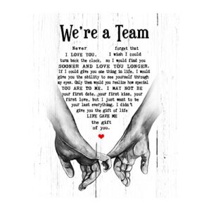 we're a team- wedding vows quotes wall art decor, inspirational love & marriage wall print, ideal for romantic wedding decor & makes great anniversary gift for newlyweds, & couples. unframed-8x10"