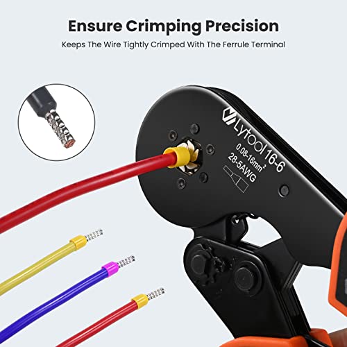 Ferrule Crimping Tool Kit, Lytool Wire Crimper Pliers (AWG28-5/0.08-16mm²), Wire Ferrule Kit with Hexagonal Ferrule Crimper and 1000PCS Ferrule Connectors Wire Ferrules Terminals Kit