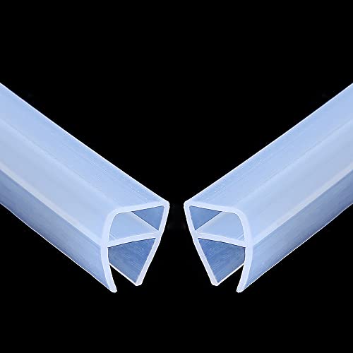 Tkocisa 2 Pack Frameless Shower Door Seal Strip Glass Sweep, Side with Adjustable Length to Stop Leaks, Create a Water Barrier(3/8''- Thickness x 78'' Length), Clear