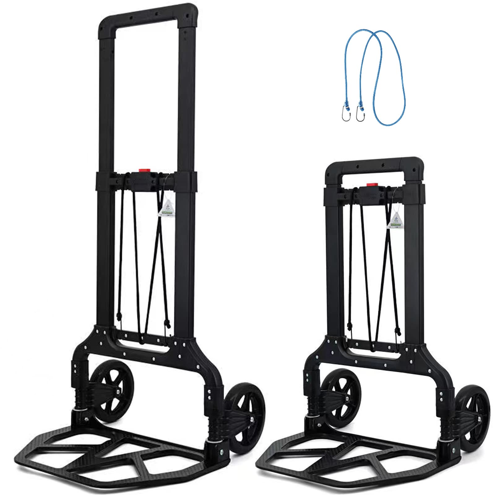 Folding Hand Truck and Dolly,309 lb Capacity Aluminum Portable Cart with Telescoping Handle Full Black