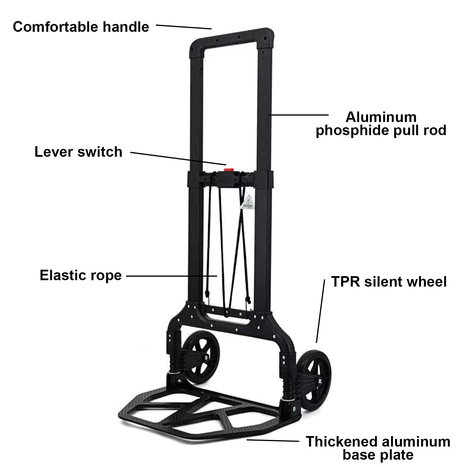 Folding Hand Truck and Dolly,309 lb Capacity Aluminum Portable Cart with Telescoping Handle Full Black