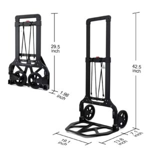 Folding Hand Truck and Dolly,309 lb Capacity Aluminum Portable Cart with Telescoping Handle Full Black