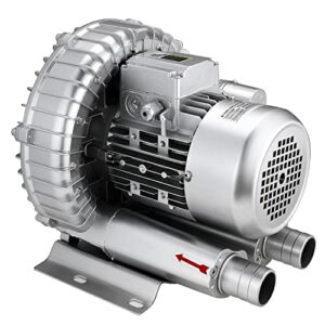 Byjoph 3/4HP Regenerative Blower, 77CFM 110V 60Hz Single Phase, High-Pressure Vortex Ring Blower, Industrial Vacuum Pump for Air Blowing Or Suction for Sewage Aeration Aquarium Fish Pond, Silver