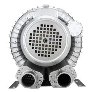 Byjoph 3/4HP Regenerative Blower, 77CFM 110V 60Hz Single Phase, High-Pressure Vortex Ring Blower, Industrial Vacuum Pump for Air Blowing Or Suction for Sewage Aeration Aquarium Fish Pond, Silver