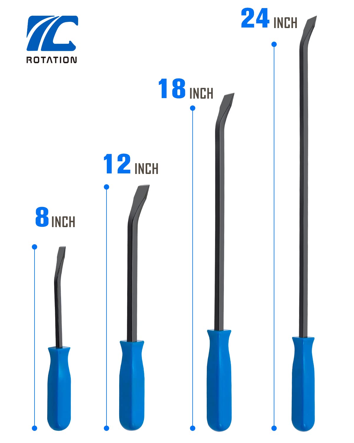 ROTATION Angled Tip Handled Pry Bar Set, 4-Piece (8, 12, 18, 24 in.)