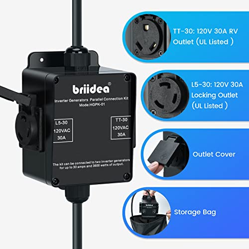 Briidea 30-AMP 3600-Watt Generator Parallel Kit for Inverter Generators, Compatible with WEN Generators, RV Ready