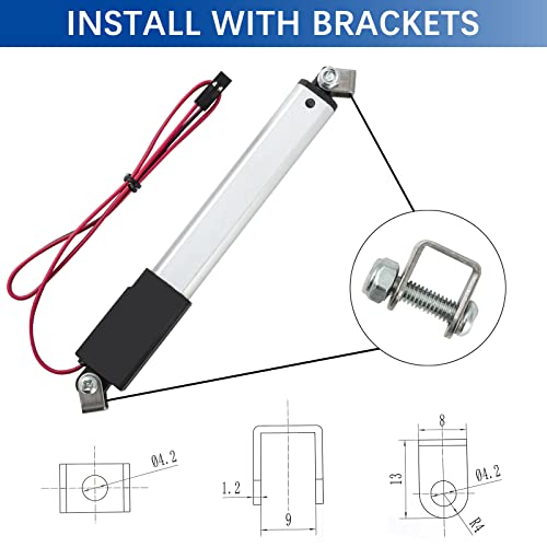 JQDML 0.83 Inch 0.83" Stroke Micro Linear Actuator 12V 42.2lbs/188N Electric Linear Actuator Speed 0.2"/sec with Mounting Brackets,for Robotics,Home Automation