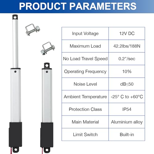 JQDML 0.83 Inch 0.83" Stroke Micro Linear Actuator 12V 42.2lbs/188N Electric Linear Actuator Speed 0.2"/sec with Mounting Brackets,for Robotics,Home Automation