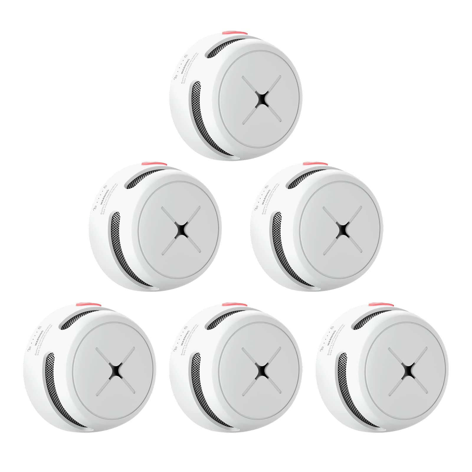 AEGISLINK Smoke Detector 10-Year Battery with Test/Silence Button, Fire Alarm with Photoelectric Sensor, Low Battery Warning, S500 (Independent, 6-Pack)