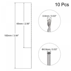 uxcell 10 Pcs 0.8mm Mini Micro Twist Drill Bits, High-Speed Steel Straight Shank Extra Long Drill Bit 100mm for Aluminum Alloy