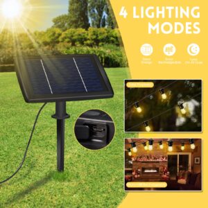 J luster Solar Outdoor String Light, Waterproof Patio String Lights with 15 Shatterproof LED Bulb 2700K for Outdoor, Patio, Porch, Backyard (48FT)