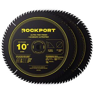 rockport table saw blades 10 inch 80 teeth - (3 pack) 10" table saw blades & 10 inch miter saw blades, 5/8" arbor, multipupose carbide tip circular saw blade for ultra fine finish cutting of wood