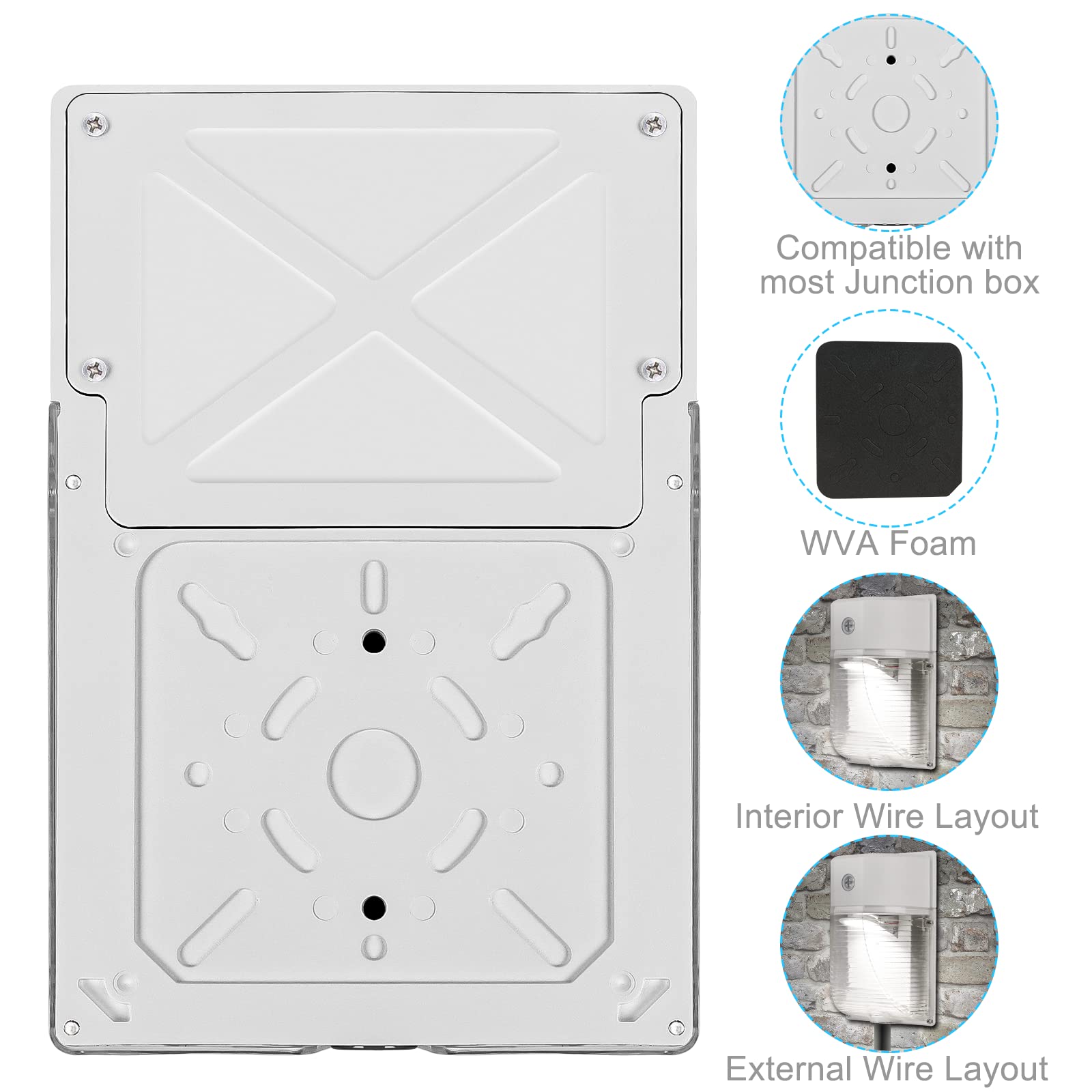 CINOTON 26W LED Wall Pack Light with Dusk to Dawn Sensor, 3000LM[100-277Vac/160W HID/HPS Equiv.] IP65 Waterproof Outdoor Security Flood Lighting for Garage Warehouse Garden 5000K-Daylight 2 Pack-White