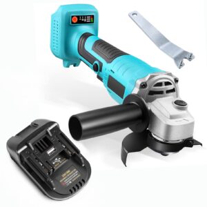 cordless angle grinder, 18v variable speed metal grinders w/dm18m battery adapter，10000rpm brushless motor, 3/8 arbor, 110v 4-inch high power(battery not include)