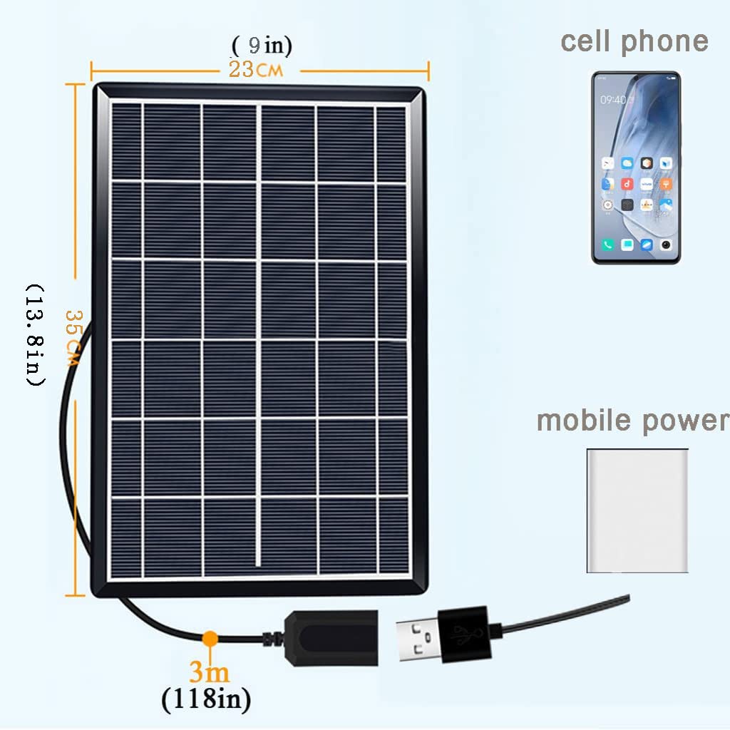 WXMLLZLD 6/10w Polycrystalline Solar Ceiling Fan with 3m Cable USB Outdoor Small Ceiling Fan 10 Years Lifespan 5w, Wind Speed 450 R/min