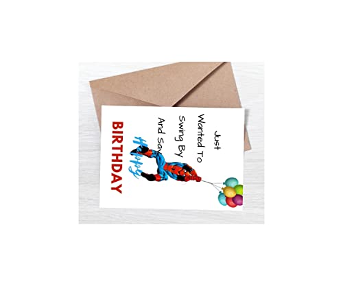 "Spiderman Inspired “Just Wanna Swing By and Say Happy Birthday”, Birthday Card, Super Hero Card, Card For Him, Card For Her, Handmade Card