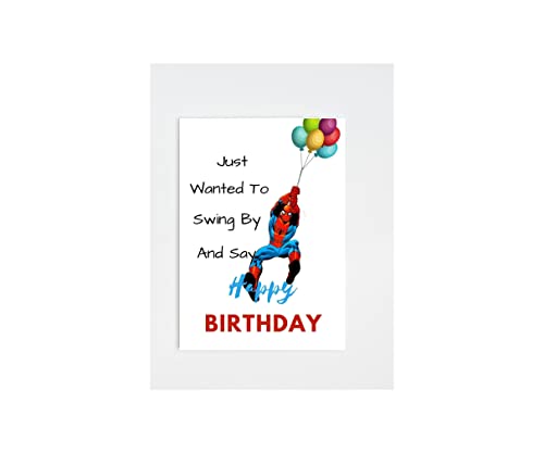 "Spiderman Inspired “Just Wanna Swing By and Say Happy Birthday”, Birthday Card, Super Hero Card, Card For Him, Card For Her, Handmade Card