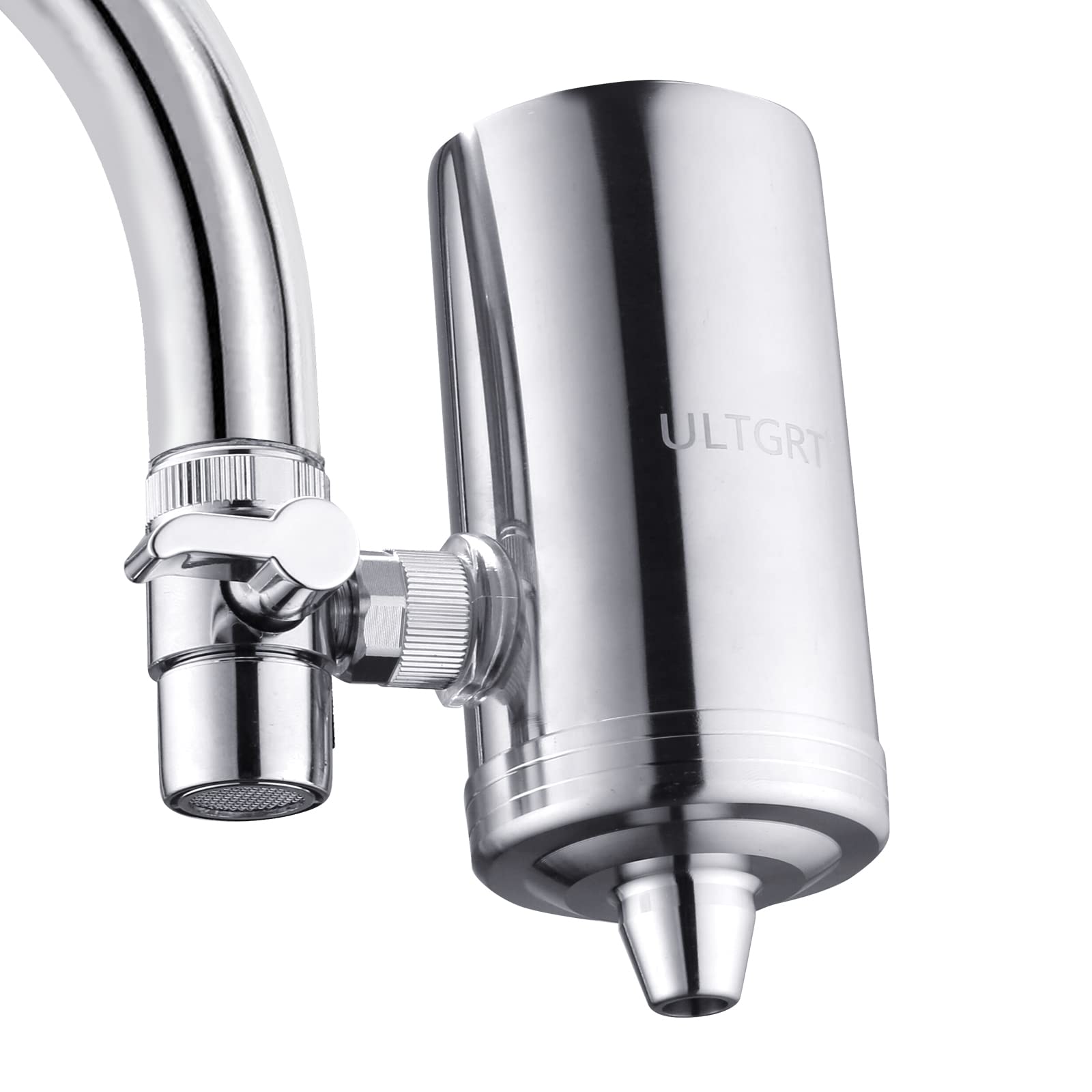 Faucet Water Filter Kitchen Tap Water Purifier Stainless Steel Faucet Mount Water Filtration System Remove Chlorine, Odor, Sediment, Improve Taste (1 Filter Element Included)