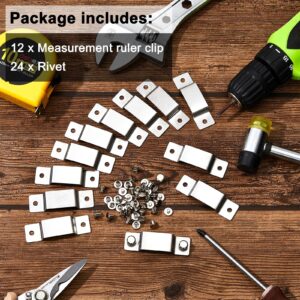 Metal Tape Measure Holder Clip, Small Tool Belt Tape Measure Holder Metal Belt Clip with Rivets for Drill, Measurement Tape, Leather Pocket Tool(12 Pcs)