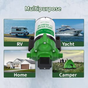 RVGUARD Fresh Water Pump, 12V DC Self Priming Diaphragm Water Pump, 3.5 GPM with Strainer Filter, Adapters, for RV, Yacht, Garden, Camper