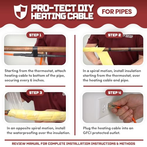 WarmlyYours PRO-Tect Plug-in Heat Tape Cable Kit for Pipes Freeze Protection Built-in Control (3 FT)