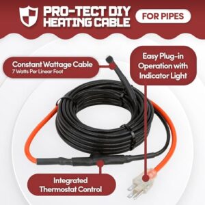 WarmlyYours PRO-Tect Plug-in Heat Tape Cable Kit for Pipes Freeze Protection Built-in Control (3 FT)