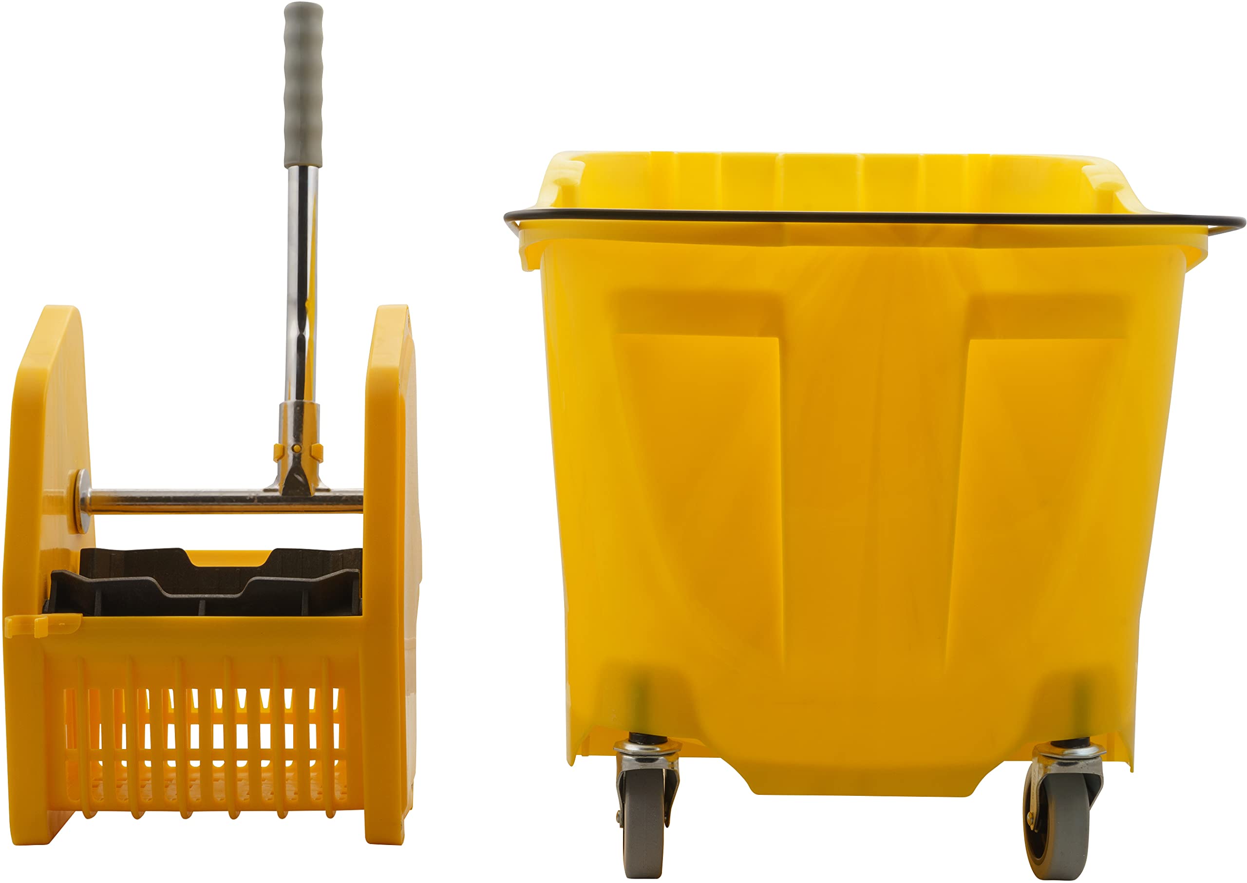 SPARTA OmniFit Mop Bucket with Down Press Wringer, Plastic, 35 Quarts, Yellow