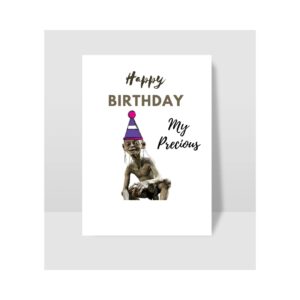 "Happy Birthday My Precious" Gollum Birthday Greeting Card, 7x5 inch Card with Envelope.